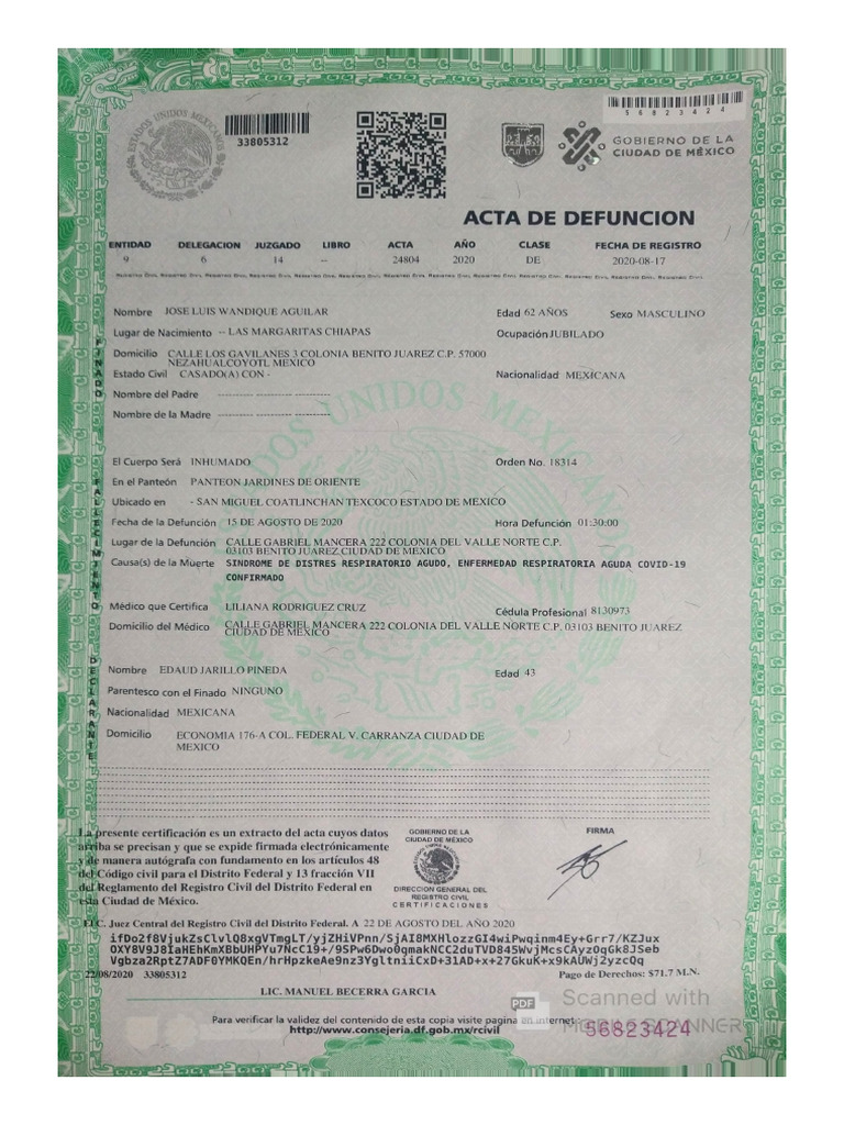 Acta Defunción | PDF
