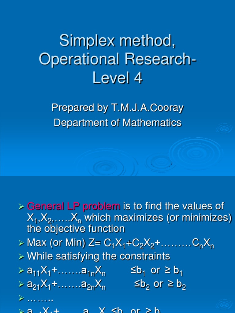 Simplex Method | PDF | Mathematical And Quantitative Methods (Economics ...