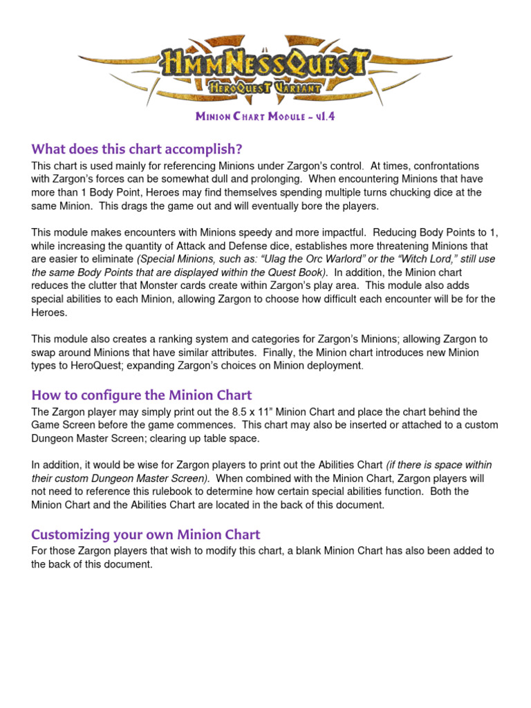 Minion Chart Module - v1.4 | PDF