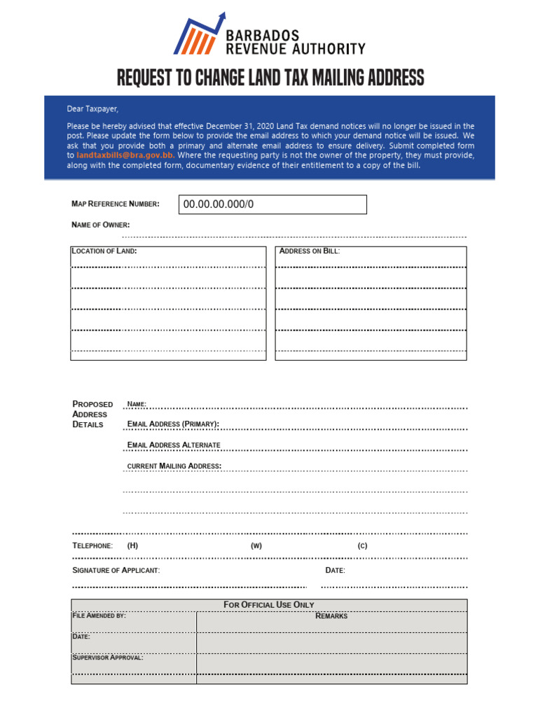 Request To Change Land Tax Mailing Address Form | PDF | Law