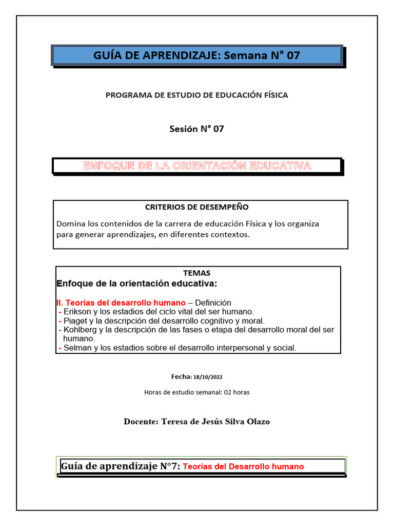 Guía de Aprendizaje N°7 | PDF | Adultos | Psicología Social