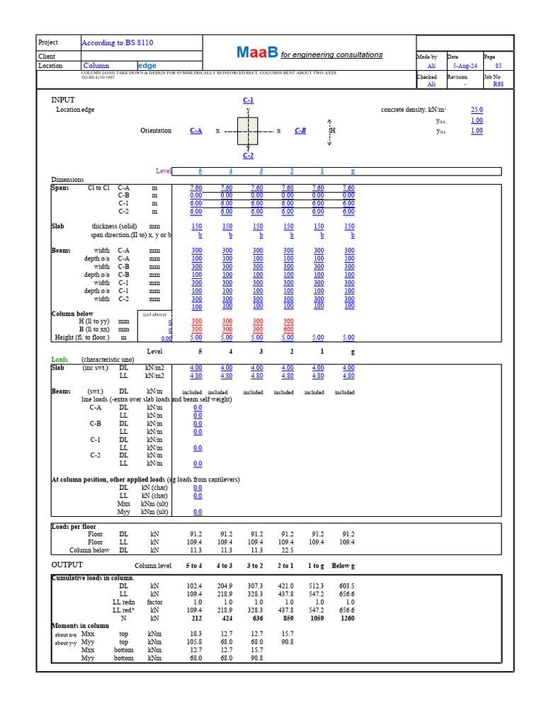 Maab Column Load Take Down &design | PDF | Classical Mechanics | Continuum Mechanics