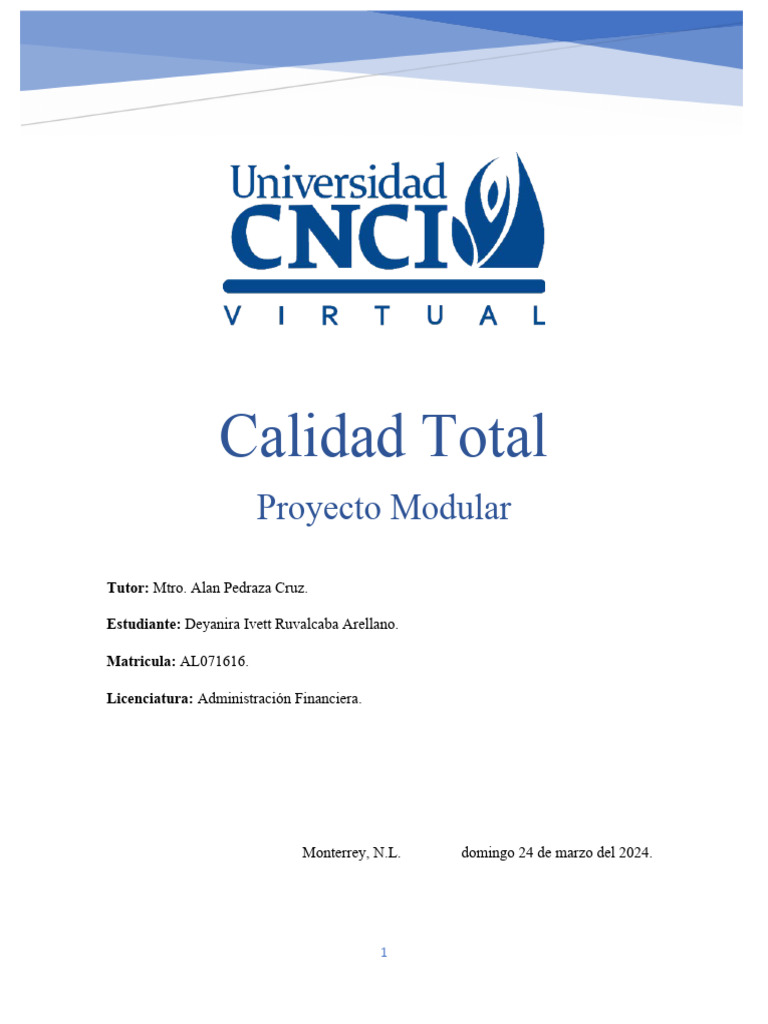 Proyecto Modular - M3 Calidad Total FIN A | PDF | Business | Servicio al Cliente