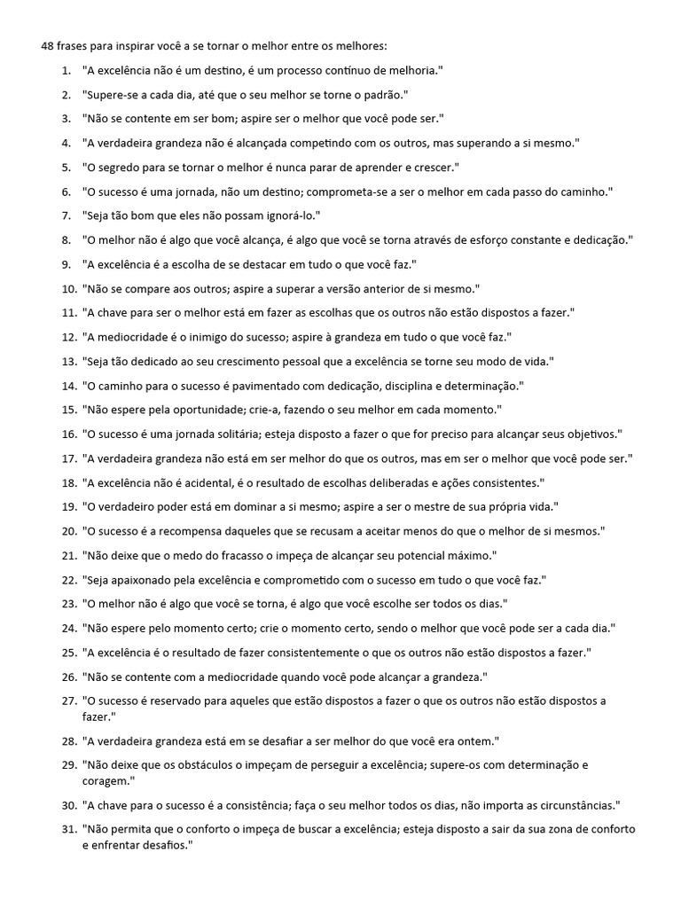 Frases para Inspirar a Excelência | PDF | Carreira e Crescimento | Negócios