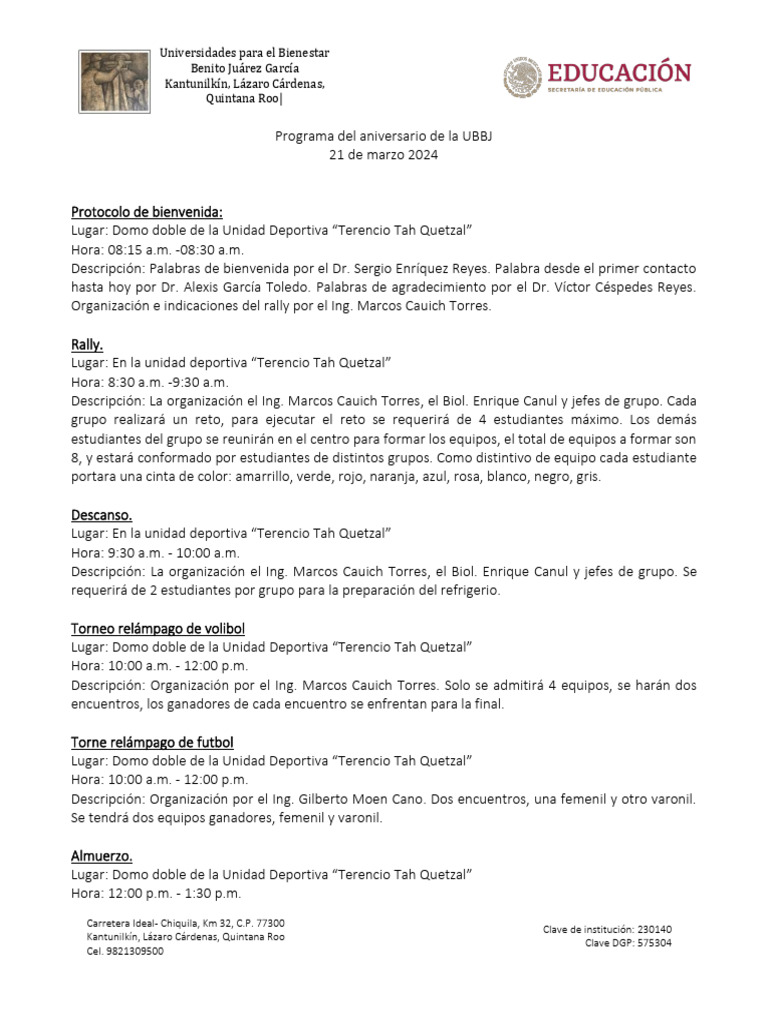 Programa Día Del Estudiante | PDF