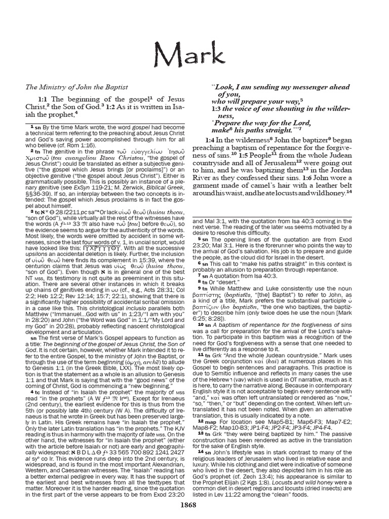 Mark | PDF | John The Baptist | Jesus