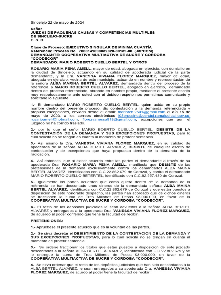 Acurdo Codecoor | PDF | Bancos | Demanda judicial