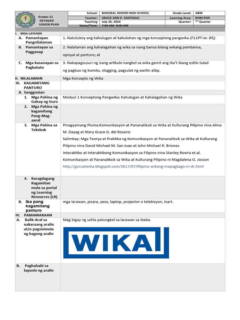 Cot - DLP Science 2ND Quarter 6 Caldeo 2023 2024 | PDF | Amphibian | Skin