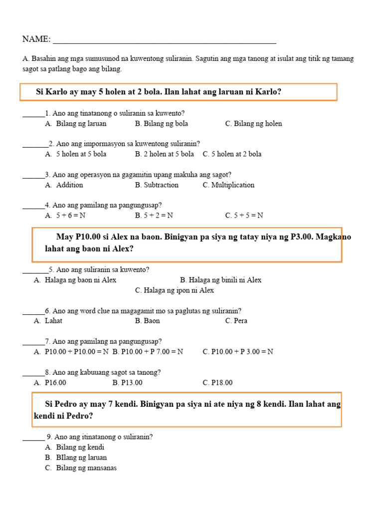 Math Quiz Bee Questions | PDF