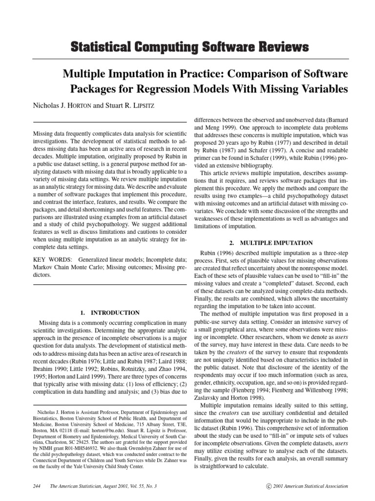 Multiple Imputation in Practice | PDF | Regression Analysis | Sas (Software)