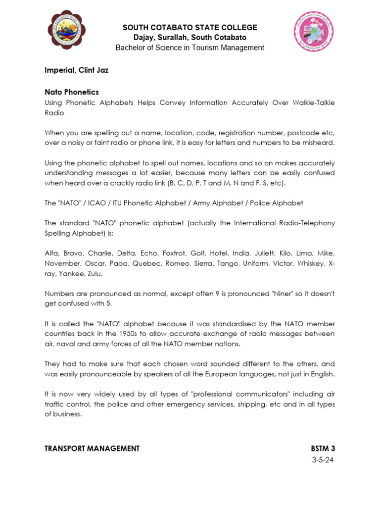 NATO Phonetic Alphabet in Tourism Transport | PDF | Airship | Low Cost Carrier