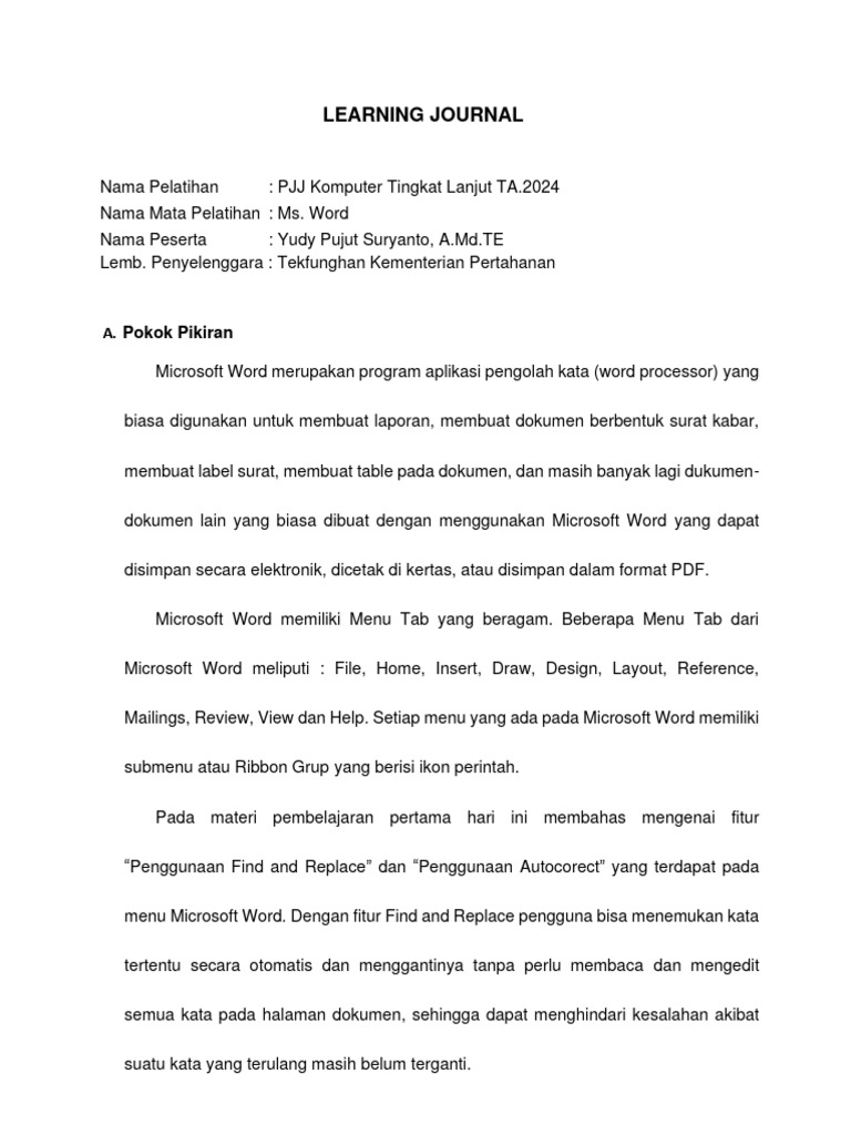 Form Learning Journal | PDF | Komputer