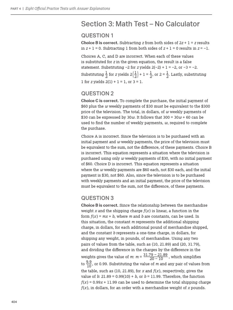 SAT Practice Test #10 _ Sections 3 & 4 - ANSWERS | PDF | Triangle ...