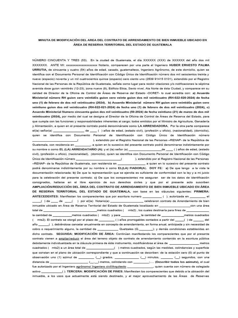 Minuta de Modificacion de Área | PDF | Guatemala | Ley común