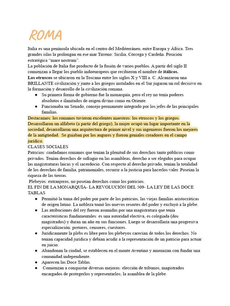 Resumen de Roma | PDF | imperio Bizantino | imperio Romano