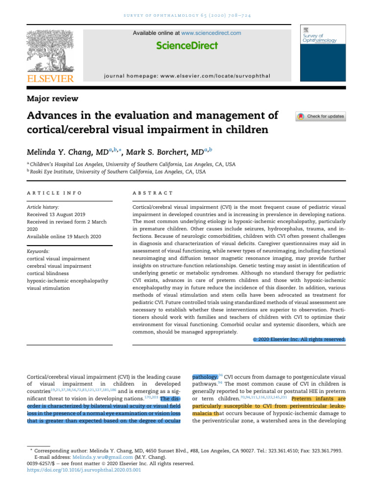 Advances in The Evaluation and Management of Cvi in Children | PDF ...