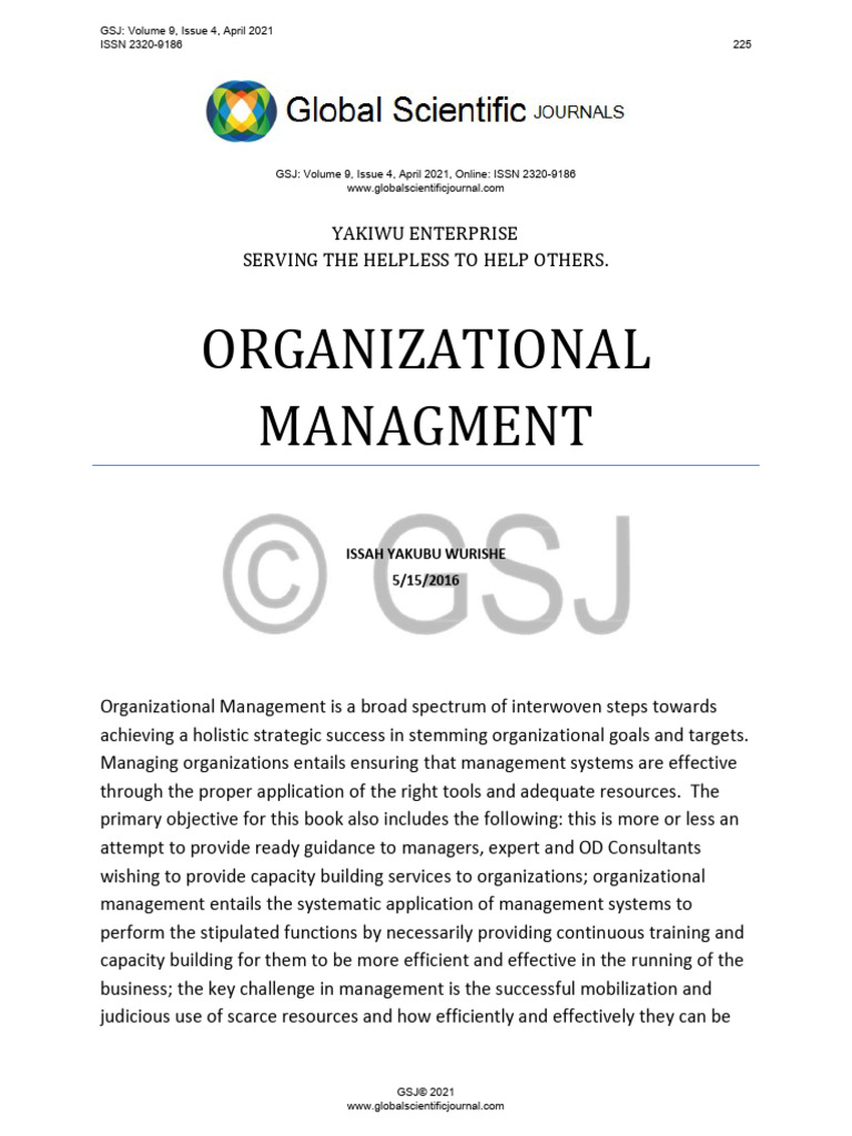 Organizational Management | PDF | Leadership | Goal