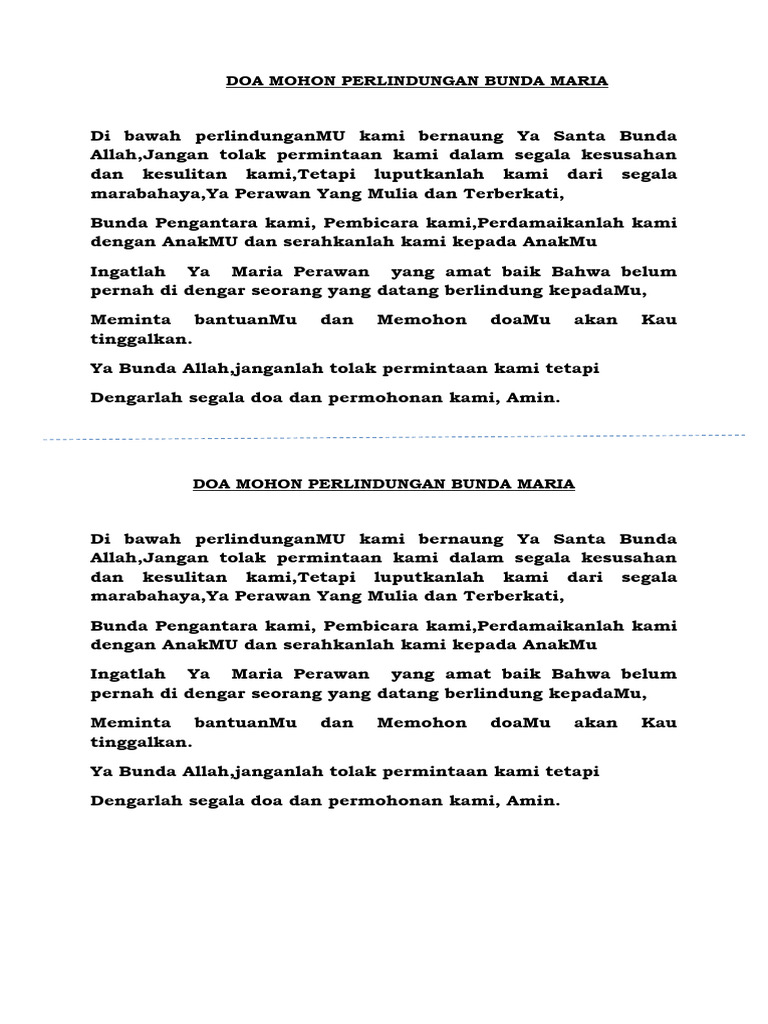 Doa Mohon Perlindungan Bunda Maria Pdf