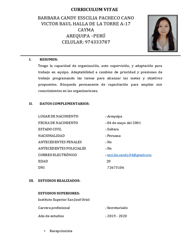 Curriculum Vitae de Bárbara Pacheco | PDF | Business