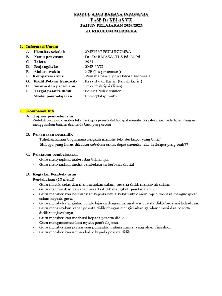 12 Menulis Teks Deskripsi Sederhana | PDF | Karier & Perkembangan | Kajian Bahasa Asing
