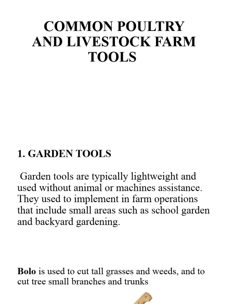 Essential Tools for Poultry and Livestock | PDF