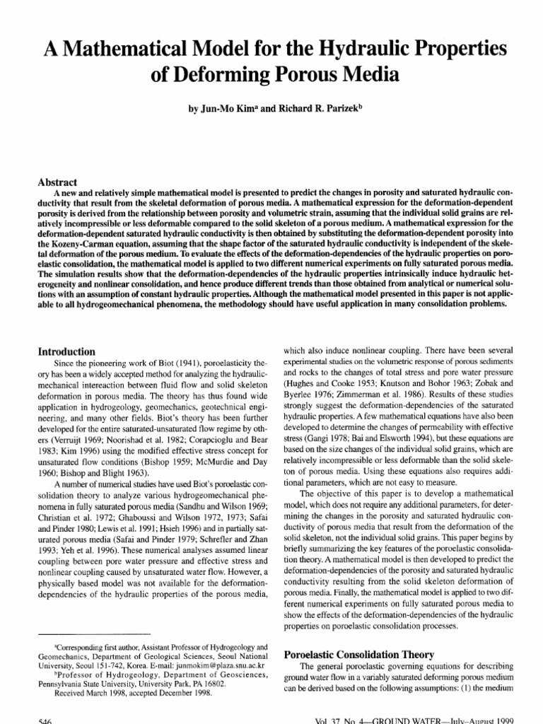 Hydraulic Properties Modeling | PDF