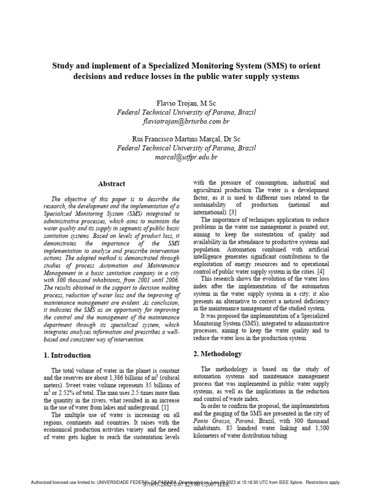 Study and Implement of A Specialized Monitoring System SMS To Orient ...