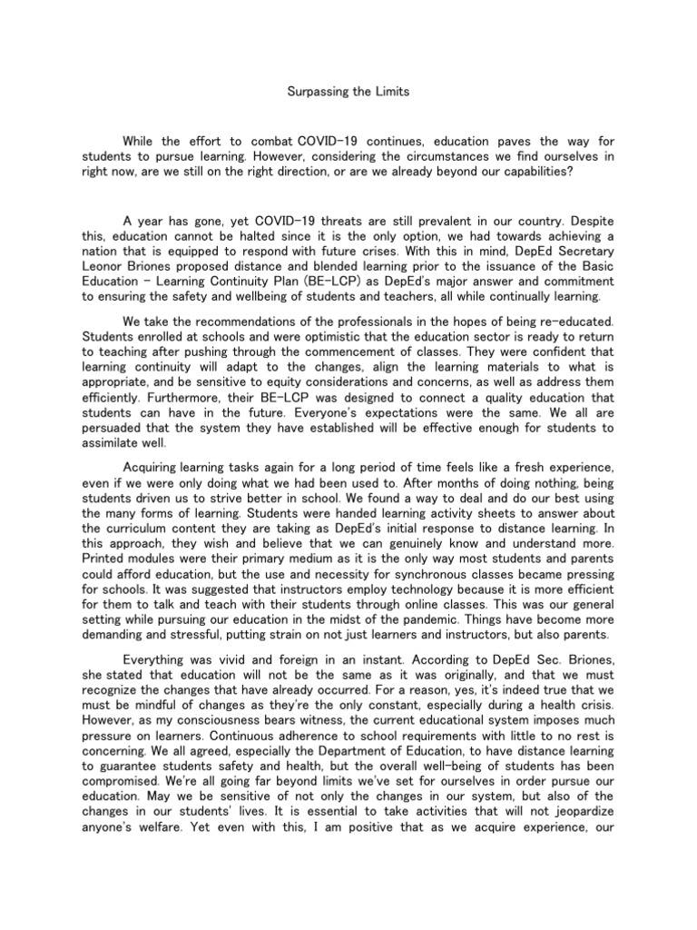 Surpassing The Limits | PDF | Learning | Educational Technology