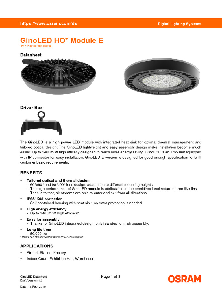 Osram Ginoled Ho Module e | PDF | Light Emitting Diode | Lighting