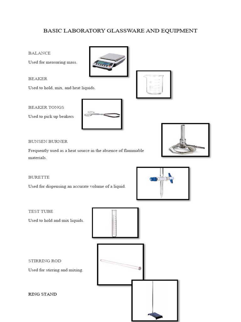 Basic Laboratory Glassware and Equipment | PDF