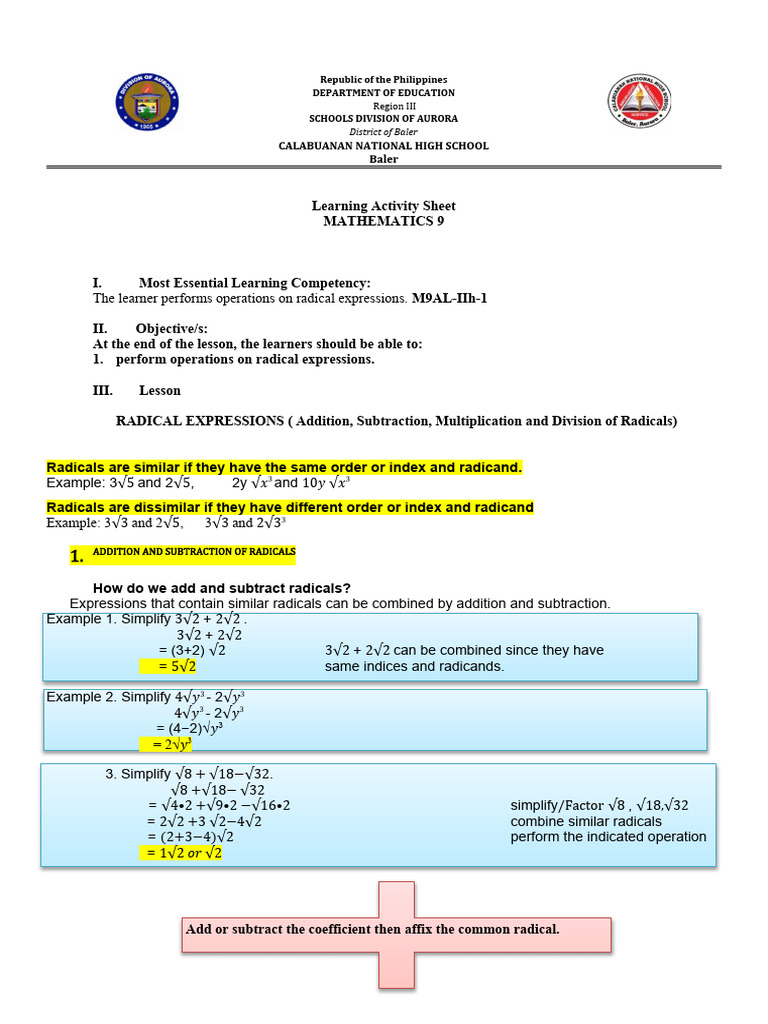 learning activity sheet cot | PDF | Factorization | Multiplication