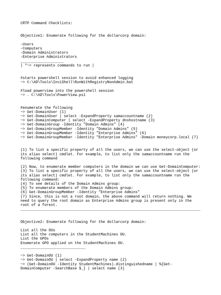 CRTP Command Checklists | PDF | Microsoft Windows | Computing