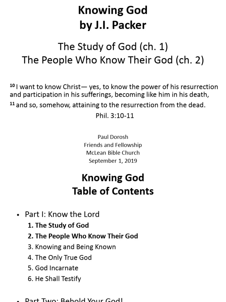 Knowing God By J I Packer Pdf God The Father God