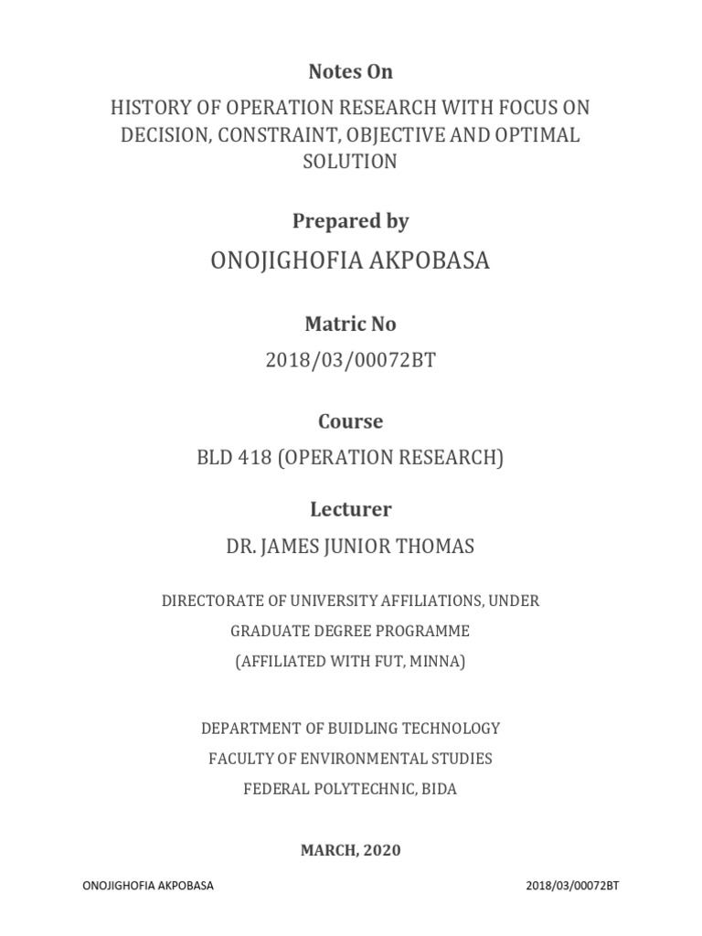 Notes On History of Operation Research | PDF | Mathematical ...