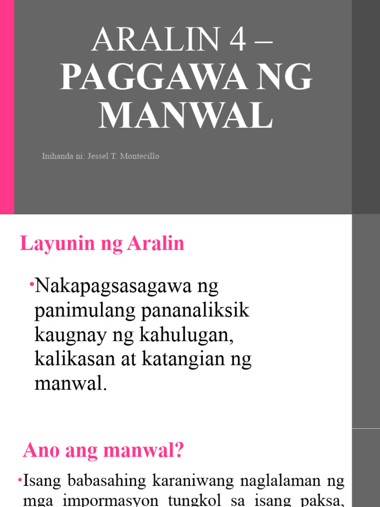 ARALIN 4 - PAGSULAT NG MANWAL at LIHAM PANG-NEGOSYO | PDF