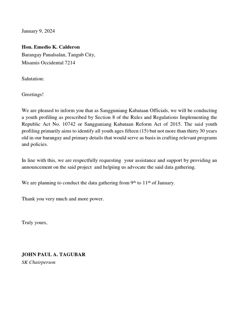 Youth Profiling Letter | PDF