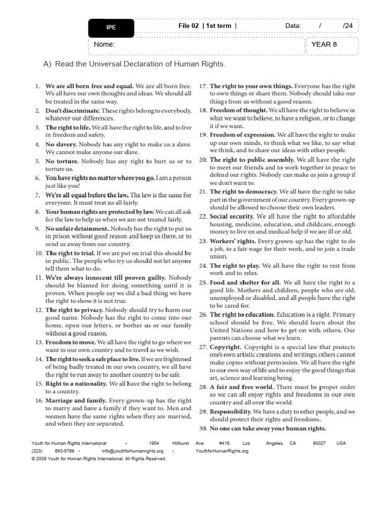 The Universal Declaration of Human Rights | PDF | Libertarian Theory ...