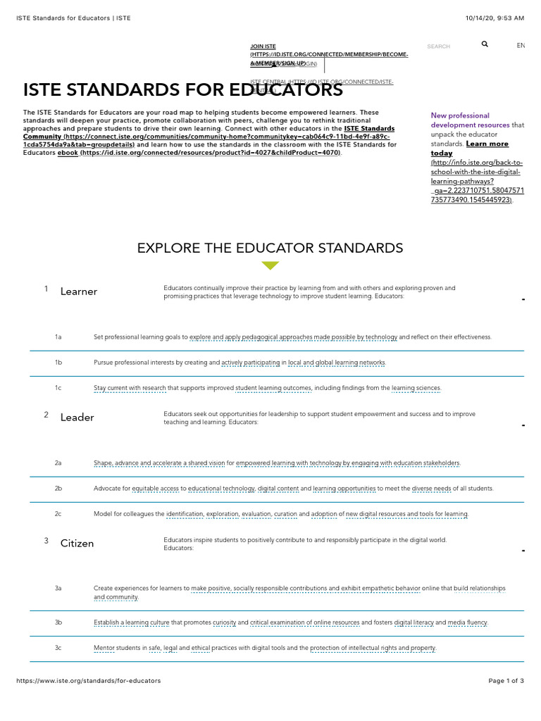 ISTE Standards For Educators - ISTE | PDF | Learning | Teachers