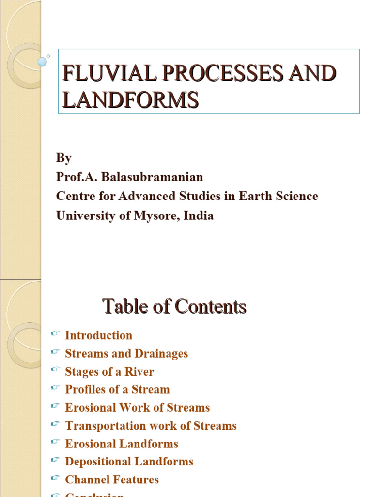 Fluvial Processes and Landforms | PDF | Erosion | Stream