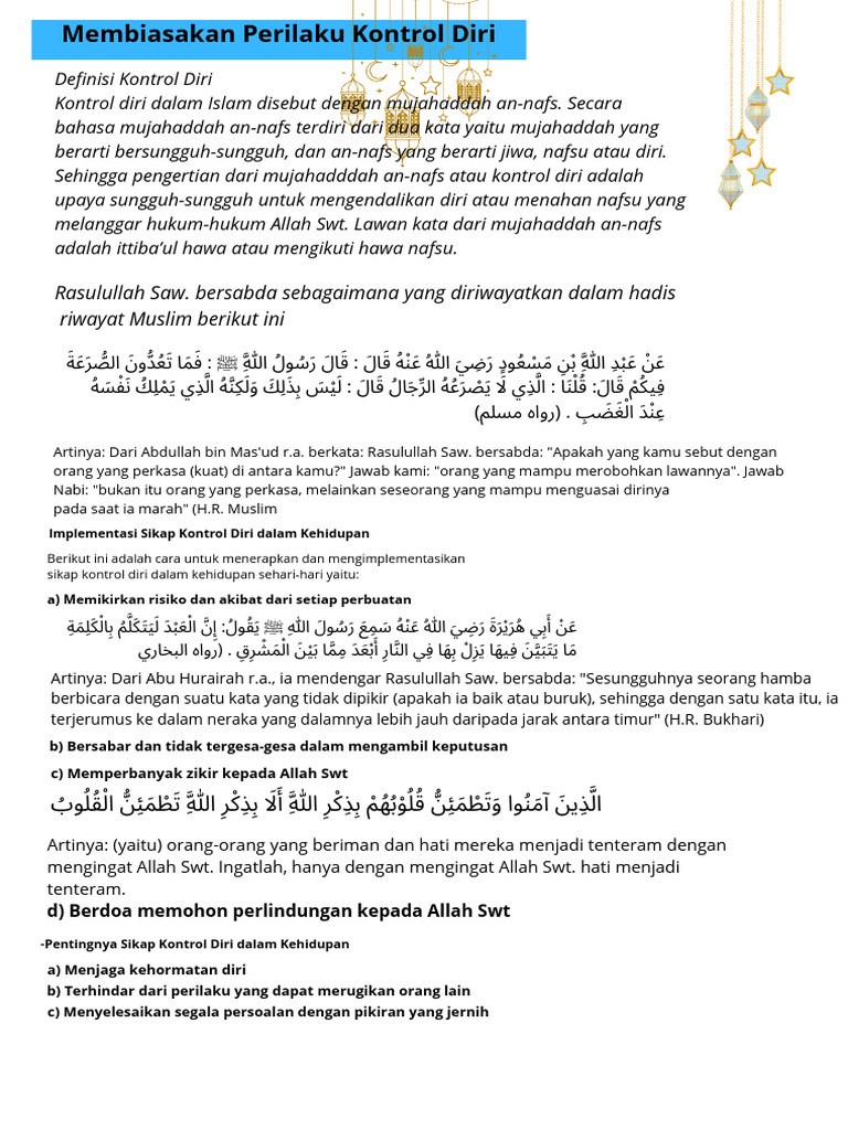 Membiasakan Perilaku Kontrol Diri | PDF