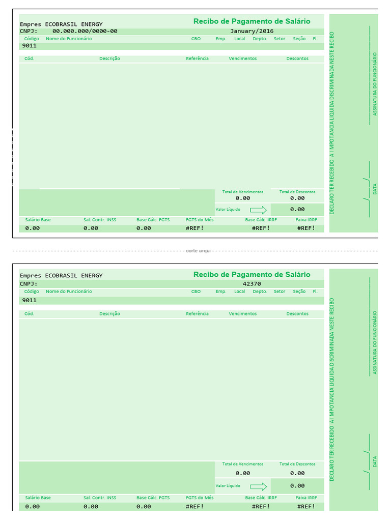 Modelo de Holerite Recibo Gratis | PDF | Estado de bem-estar social ...