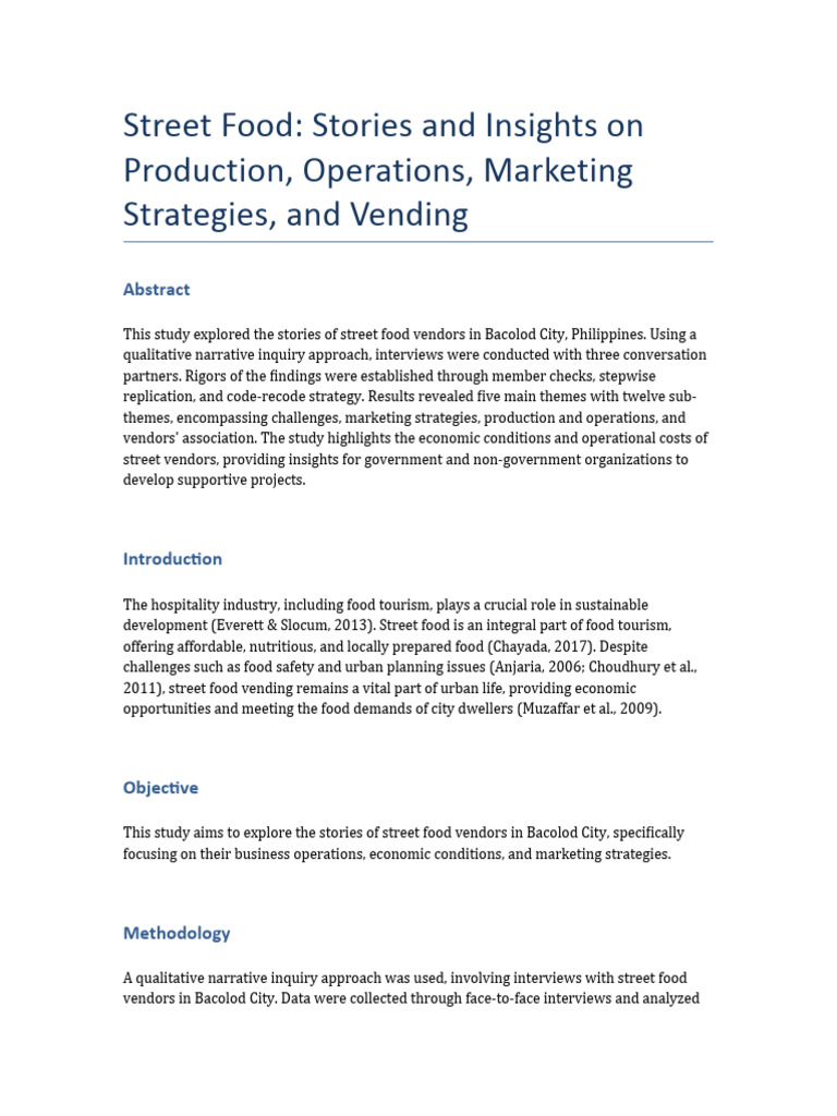 Bacolod Street Food Vendor Insights | PDF | Qualitative Research ...