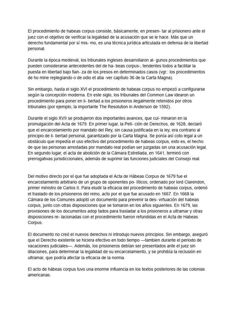 El Procedimiento de Habeas Corpus | PDF | Habeas corpus | Juez El Procedimiento de Habeas Corpus | PDF | Habeas corpus | Juez