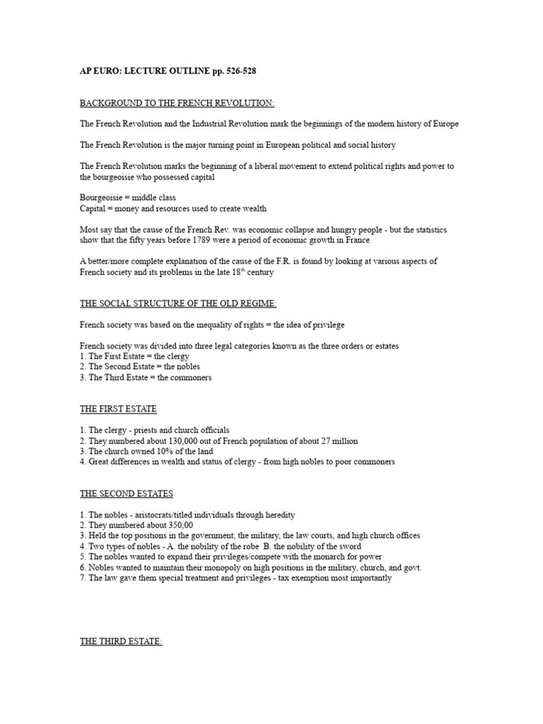 AP EURO - LECTURE OUTLINE 19-1 PP - 526-528 | PDF | Nobility | French ...