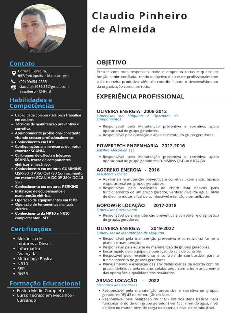 Curriculum Claudio Almeida | PDF