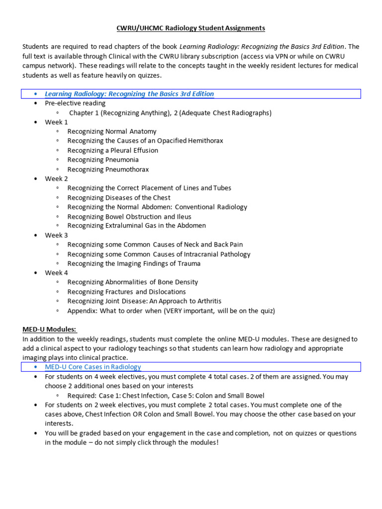 Radiology Student Assignments | PDF | Radiology | Thorax