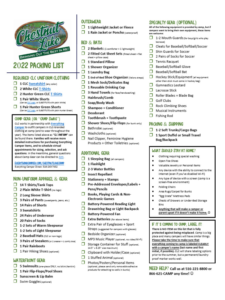 2022 List | PDF | Camping | Clothing