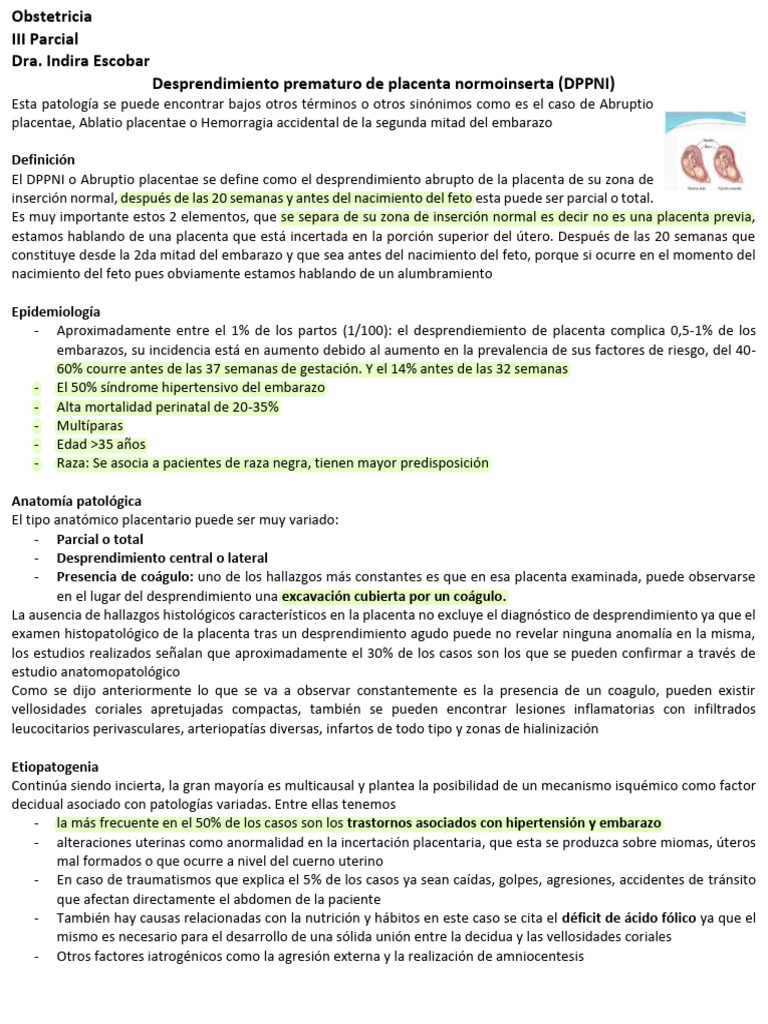 Desprendimiento Prematuro de Placenta Normoinserta | PDF | El embarazo | Placenta