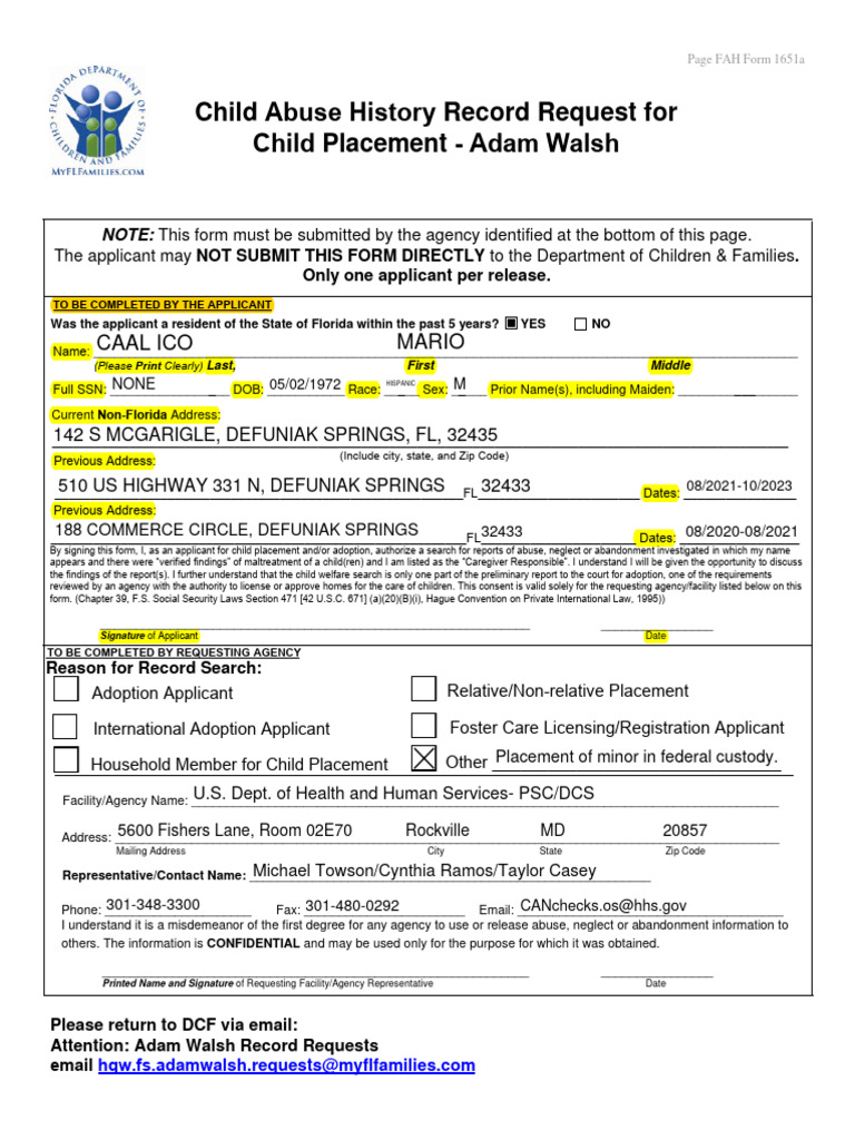 Sponsor CAN Request | PDF | Child Protective Services | Human Rights
