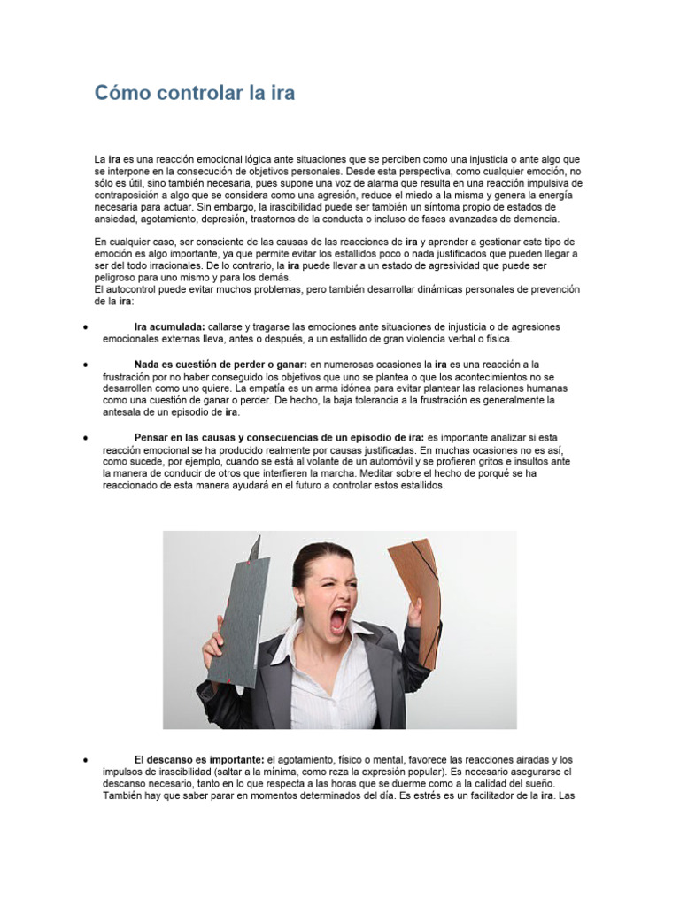 Cómo gestionar la ira eficazmente | PDF | Ira | Las emociones